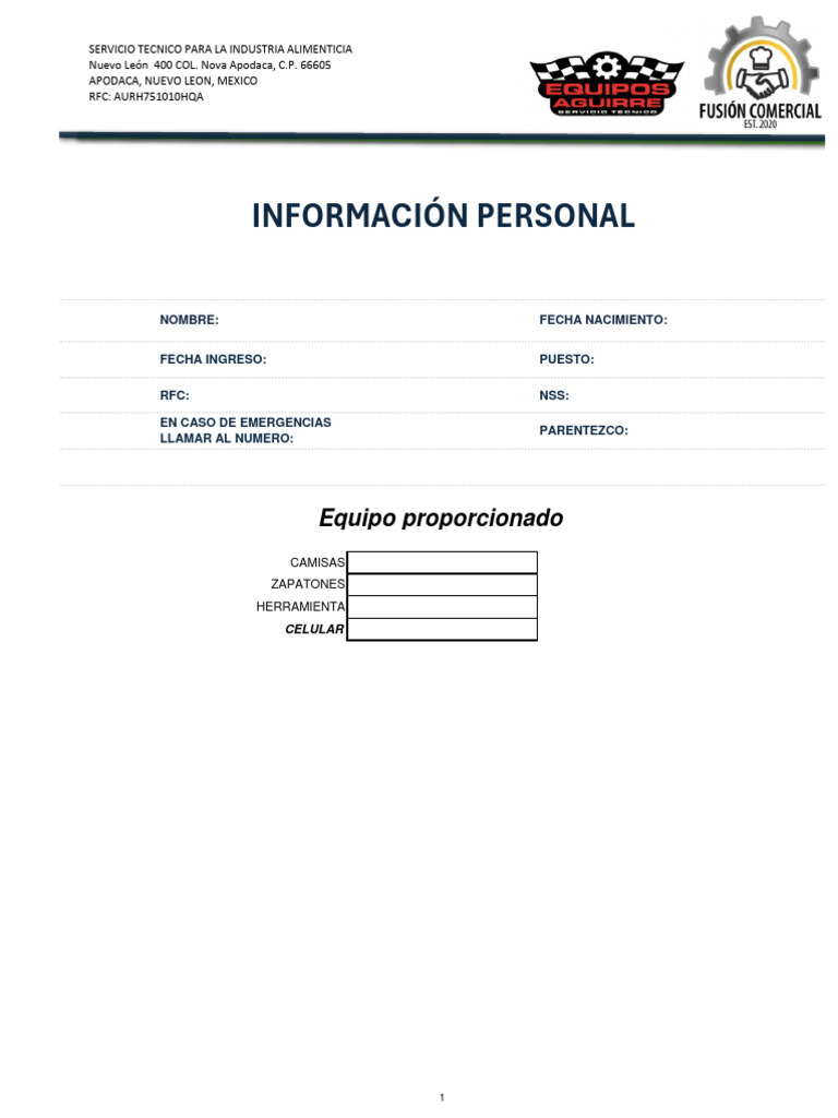 Informacion de Personal de Trabajo | PDF