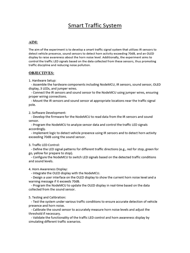 Smart Traffic System Group 10 | PDF | Traffic | Light Emitting Diode