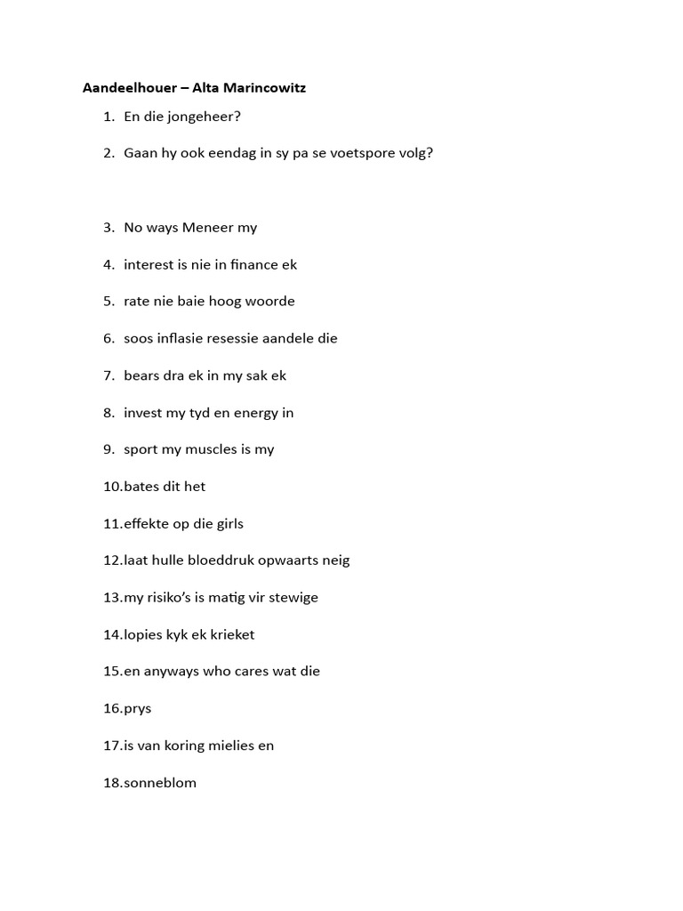 Aandeelhouer Gedig | PDF