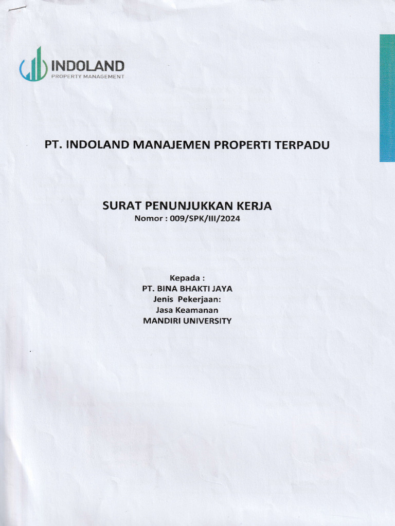 Jasa Keamanan PT Indoland 2024 | PDF