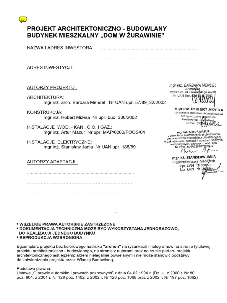 Projekt Domu Jednorodzinnego | PDF