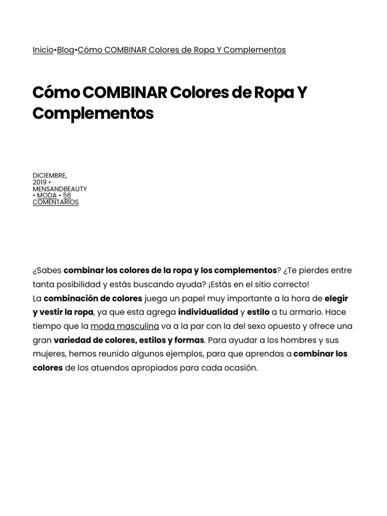 Cómo COMBINAR Colores de Ropa Y Complementos | PDF | Color | marrón