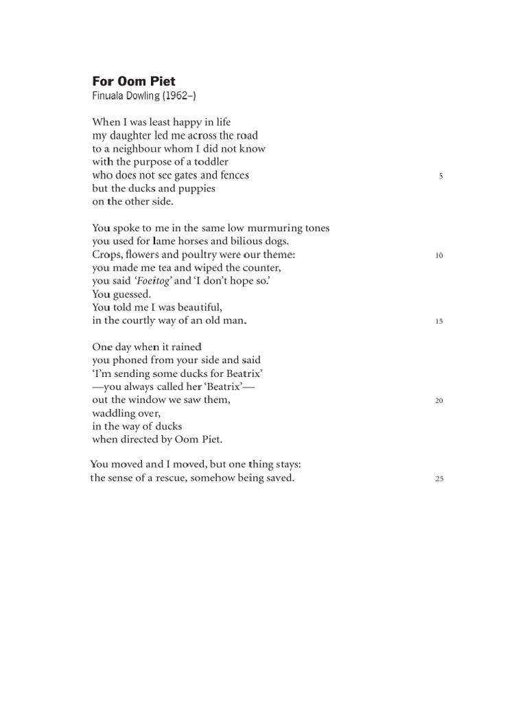 For Oom Piet Poem | PDF