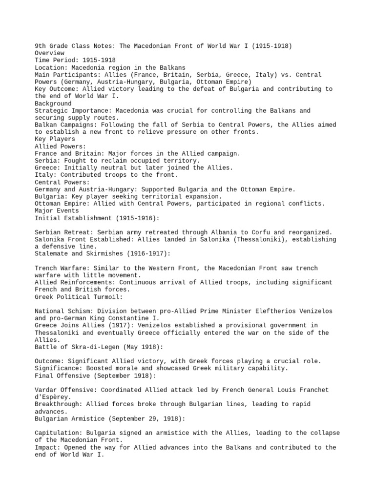 Macedonian front ww1 | Download Free PDF | Allies Of World War I ...