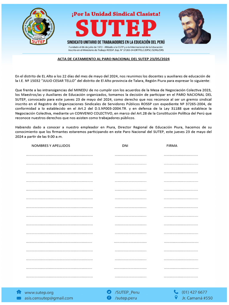 Acta de Acatamiento Del Paro 23.05.24 | PDF | Gobierno