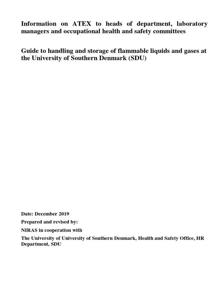 Information On ATEX To Heads of Department, Laboratory Managers and Occupational Health and ...