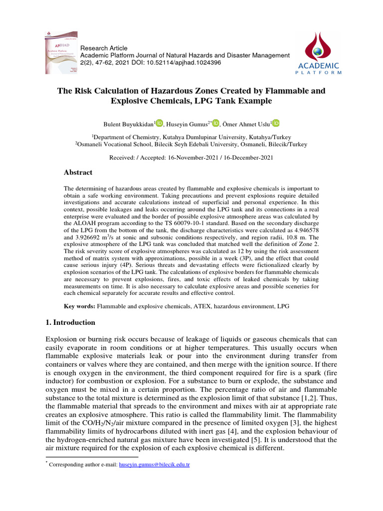The Risk Calculation of Hazardous Zones Created by Flammable | Download Free PDF | Explosion ...