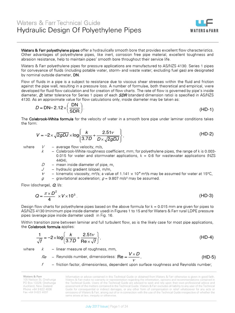Hydraulic Design2 | PDF | Reynolds Number | Pipe (Fluid Conveyance)