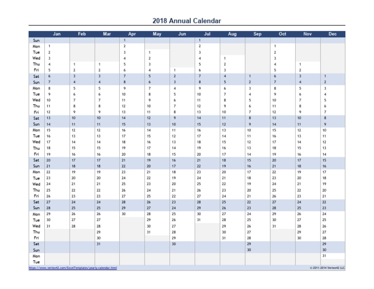 Annual Calendar Vertical | PDF