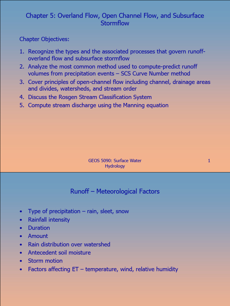 Chapter5 - Overland Open Channel Flow Color | PDF | Surface Runoff ...