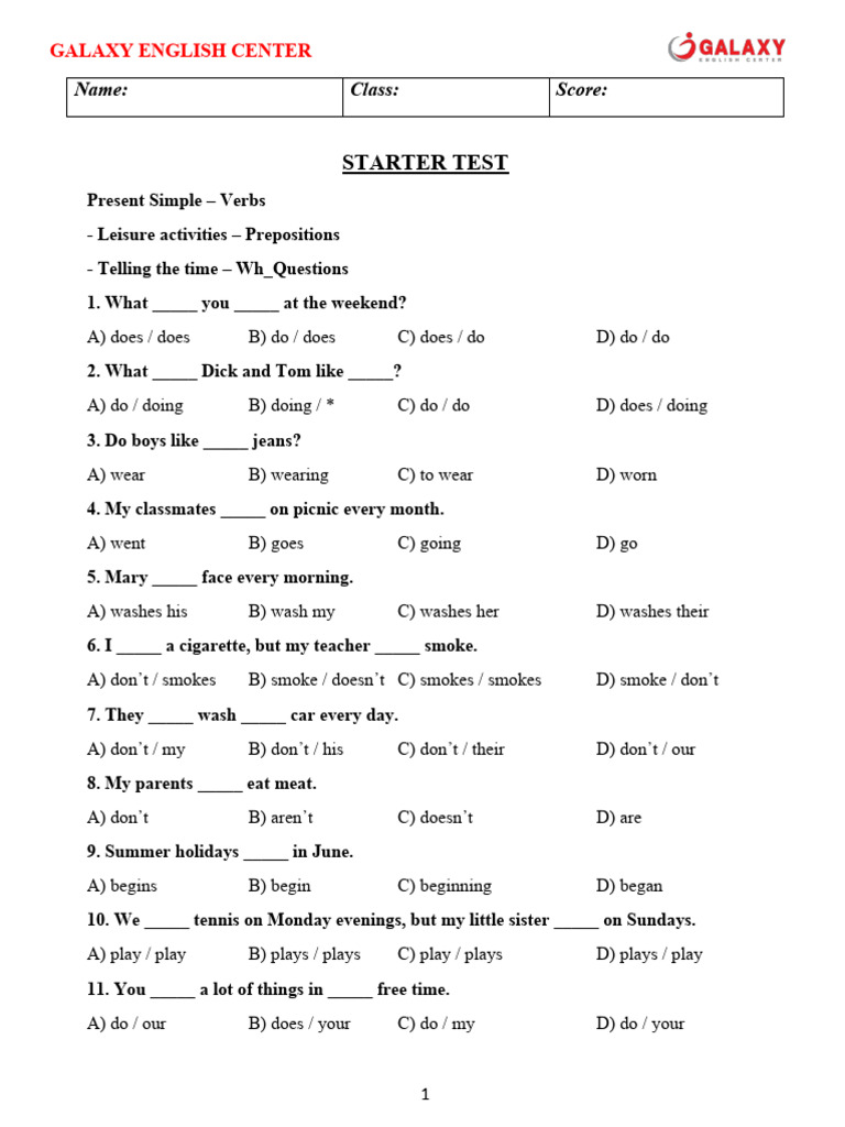 STARTER TEST 6 | PDF