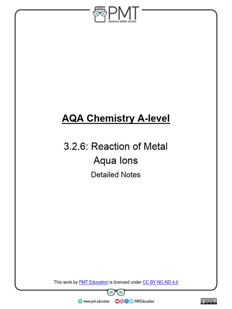 Metal Aqua Ions Reactions Guide | PDF | Acid | Hydroxide
