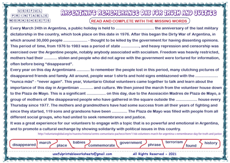 201 - Argentina's Remembrance Day For Truth and Justice | PDF ...