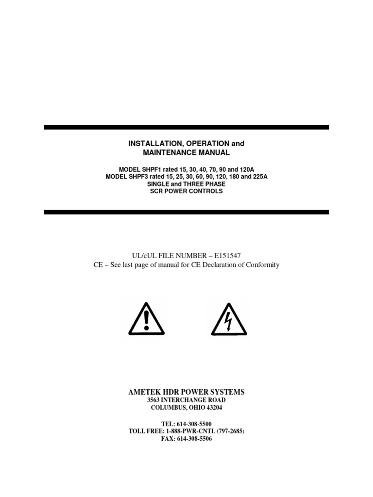 Ametek HDRSHPFSCRMANUAL | PDF | Switch | Transformer