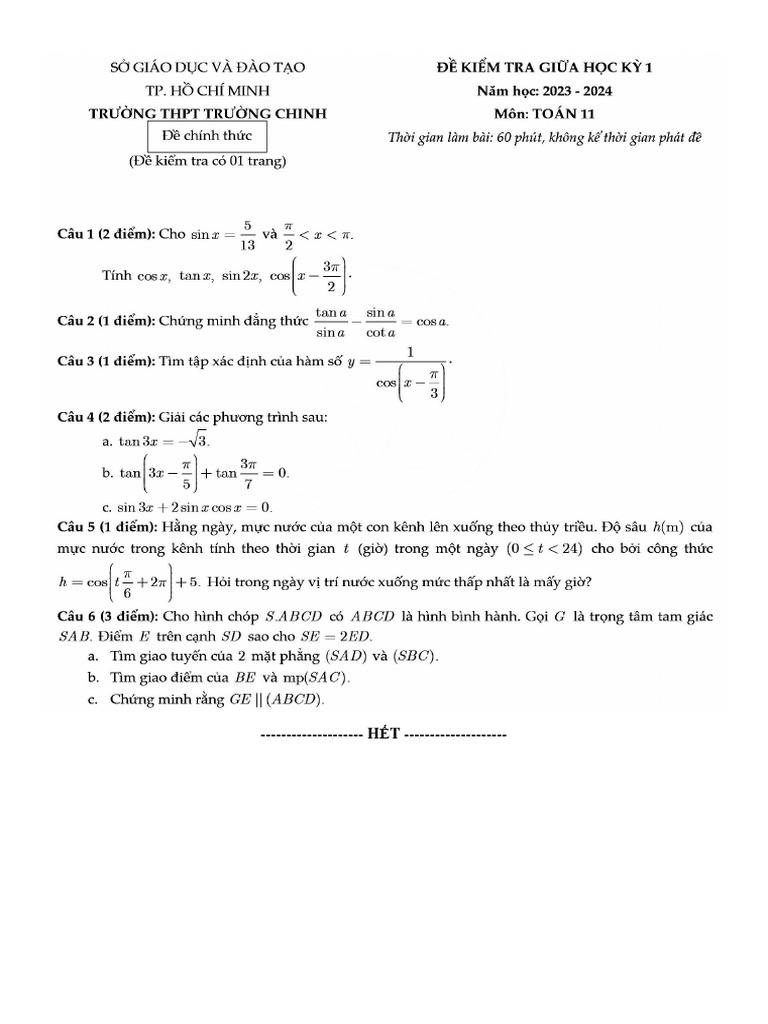 de-giua-hoc-ky-1-toan-11-nam-2023-2024-truong-thpt-truong-chinh-tp-hcm | PDF