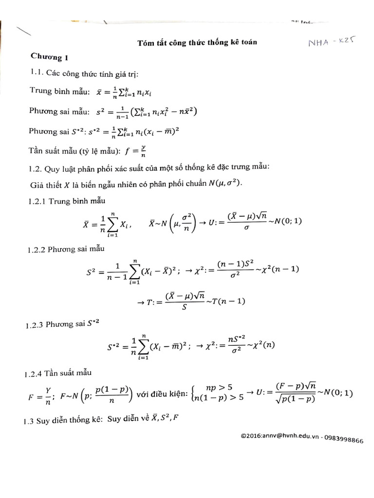 CT thống kê toán2 | PDF