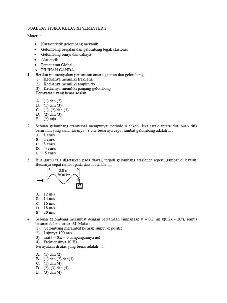 Soal Pat Fisika Kelas Xi Semester 2 | PDF