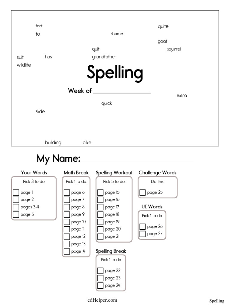 2nd Grade Spelling Worksheets | PDF
