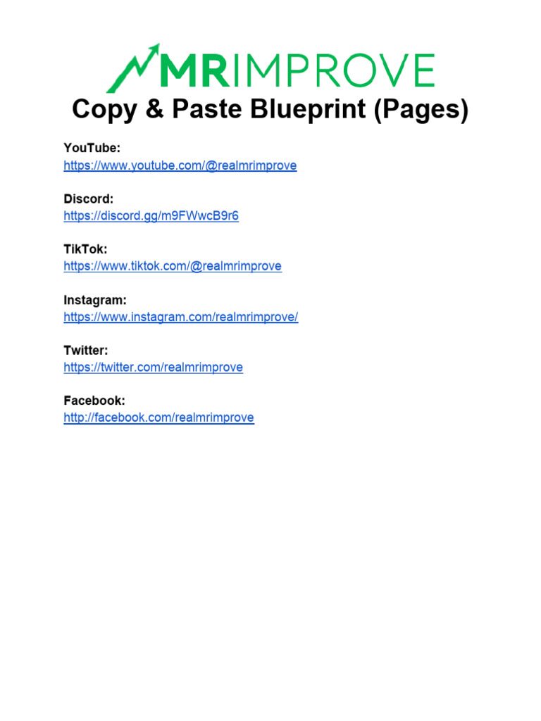 MR Improve - Copy & Paste Blueprint (Pages) | Download Free PDF | Http ...