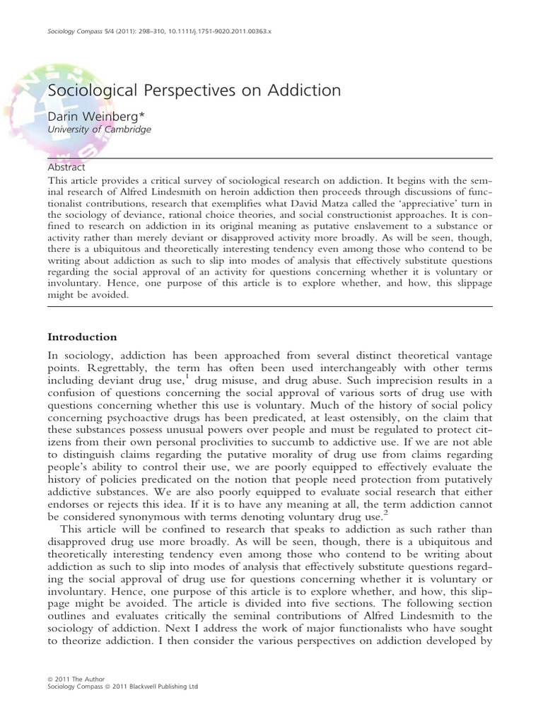 Sociological Perspectives On Addiction | PDF | Deviance (Sociology ...