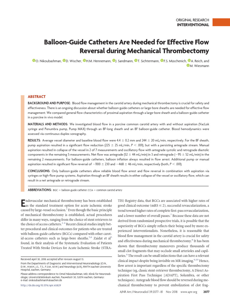 2020 Balloon-Guide Catheters Are Needed For Effective Flow Reversal ...