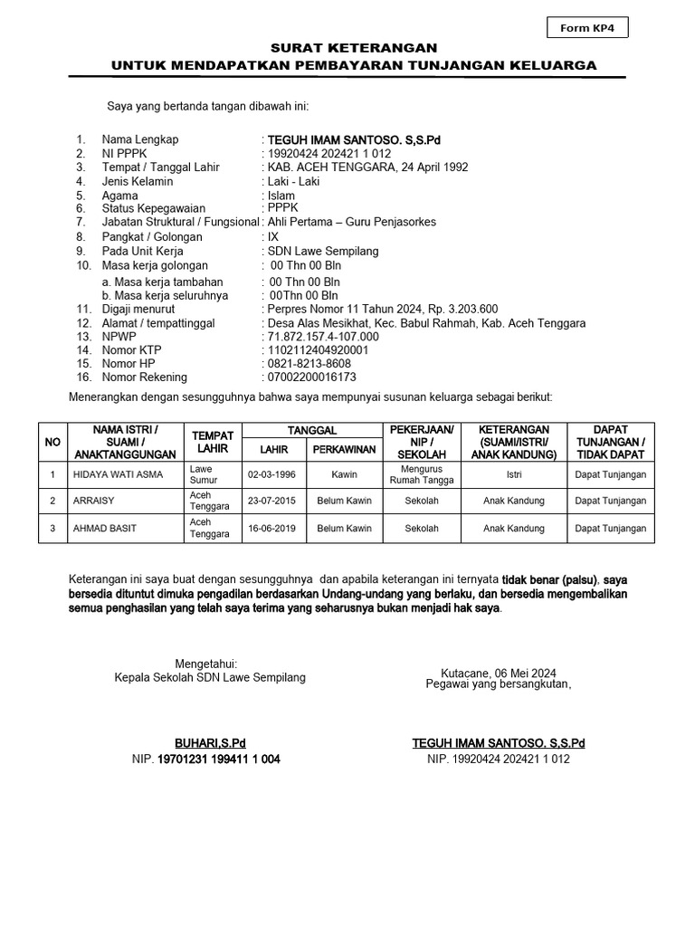 Formulir KP4 Terbaru 2024 | PDF