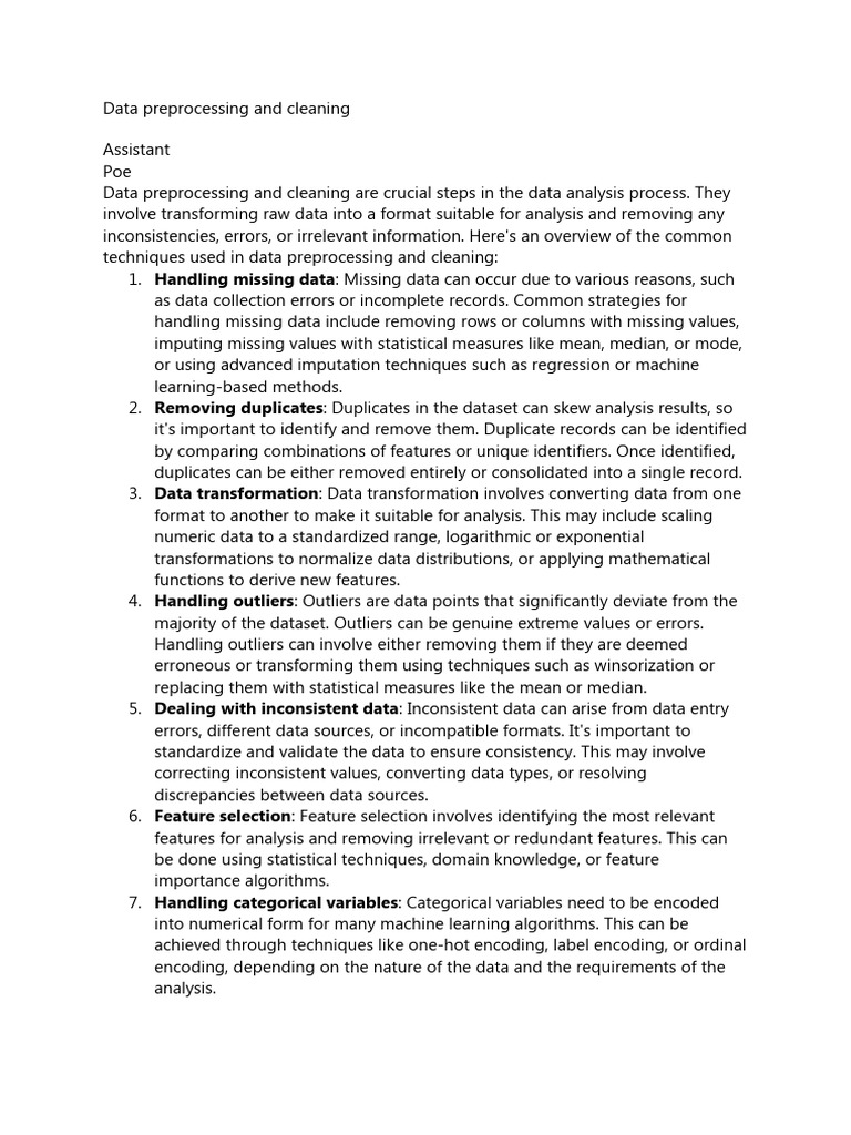 Data Preprocessing and Cleaning | Download Free PDF | Outlier | Statistics
