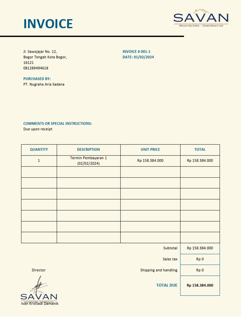 Invoice 1 Pengerjaan Epoxy - PT NAS | PDF