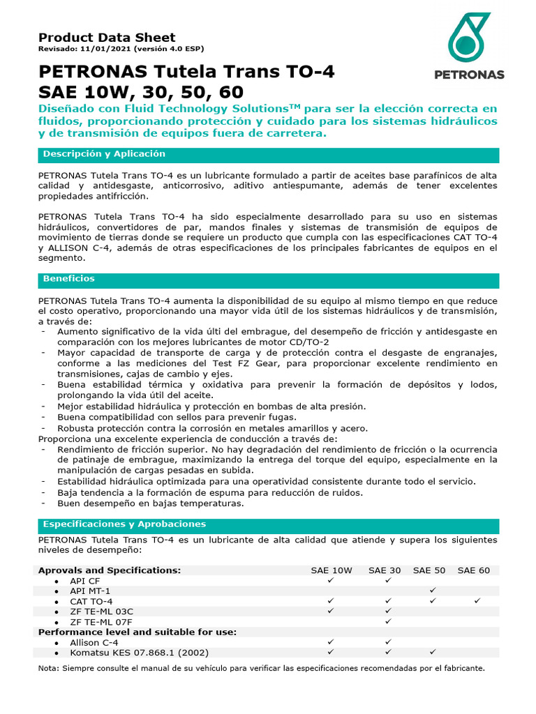 Tutela Trans To4 | PDF | Lubricante