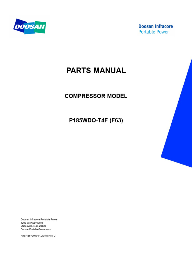 P185 F63 Parts Manual | PDF | Pipe (Fluid Conveyance) | Axle
