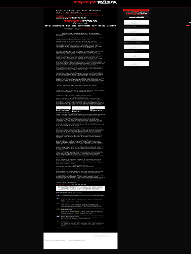 It's Safer To Be Afraid of The Light - Creepypasta | PDF