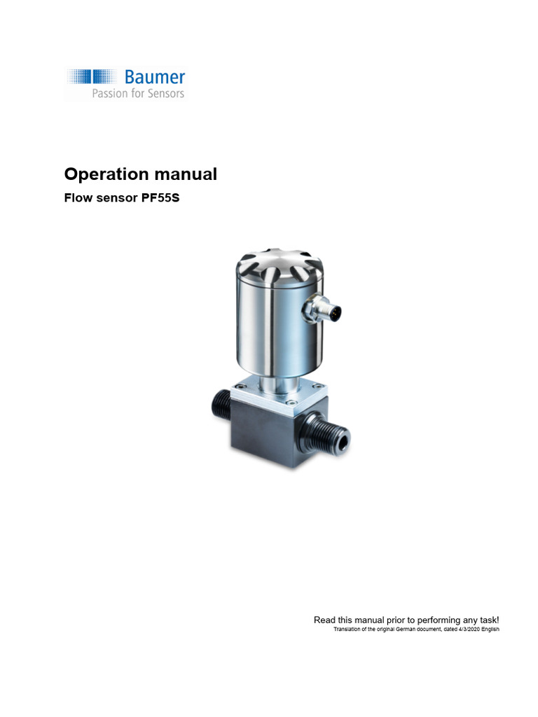 Baumer - Operation Manual Flow Sensor pf55s - en - 20200306 | PDF ...