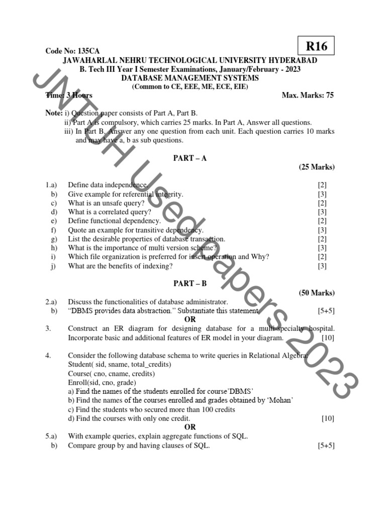 DBMS R16 Q3 | PDF | Databases | Database Index