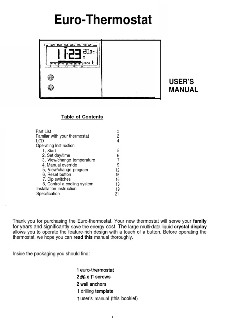 Euro Termostat | PDF | Thermostat | Switch