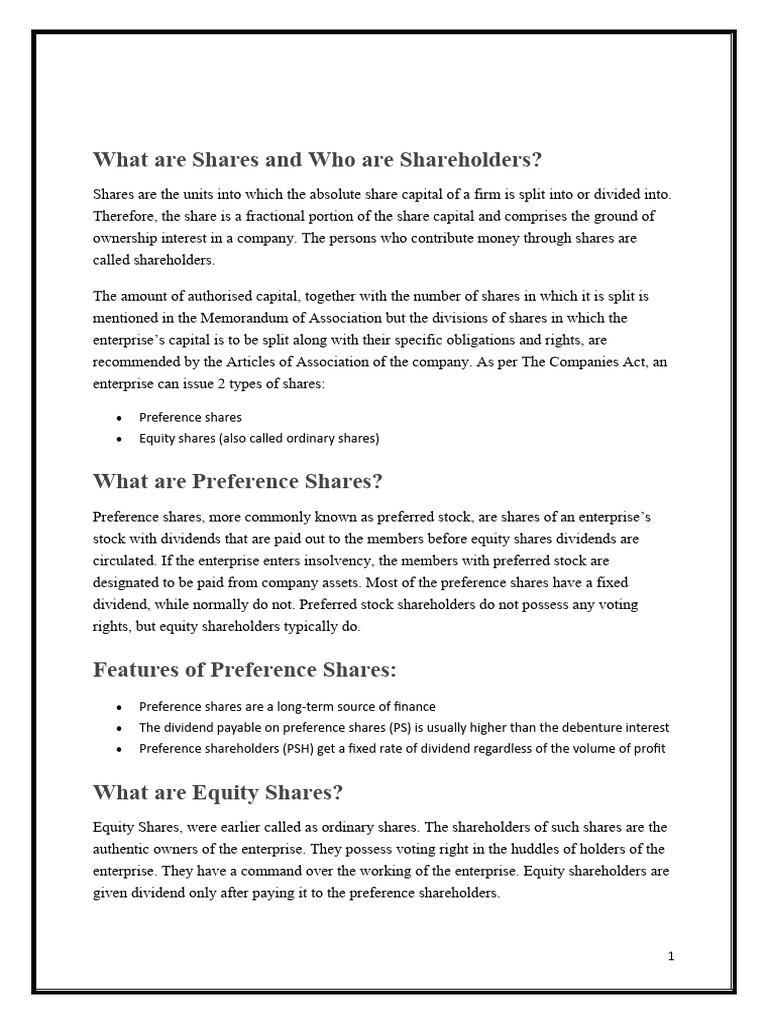 Scribd Upload 4 Nature and Classes of Shares | PDF | Preferred Stock ...