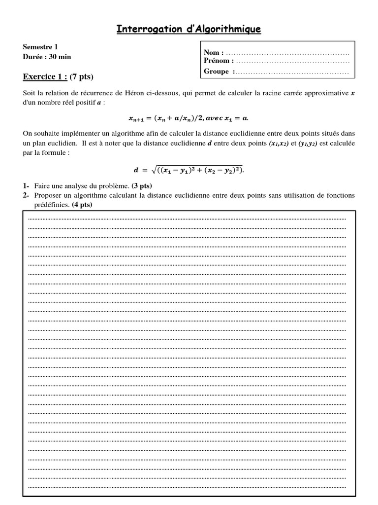 Interrogation 1 Avec Corrigé | PDF