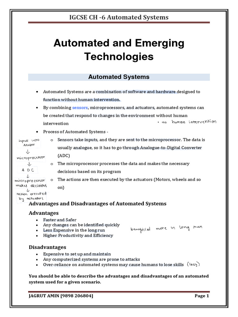 IGCSE Automated Systems Overview | PDF | Artificial Intelligence ...