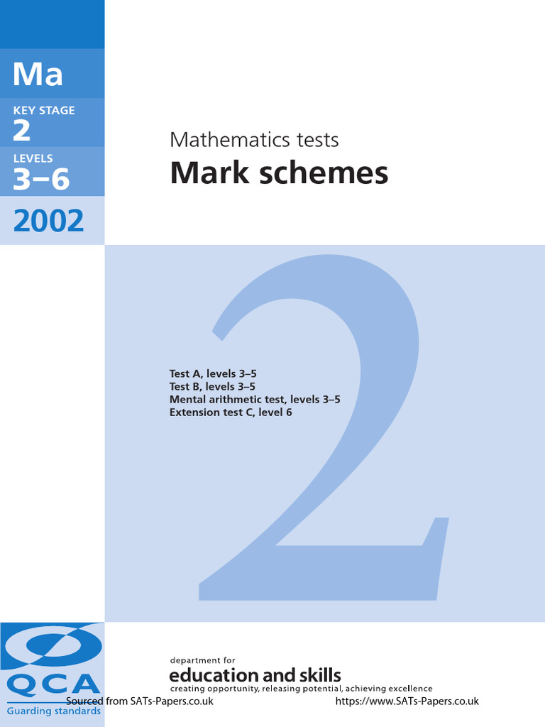 HTTPSWWW - Sats Papers - Co.uksats Papersks2mathematics2002ks2 Mathematics 2002 Marking Scheme ...