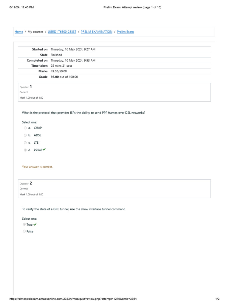 Prelim Exam - Attempt Review (Page 1 of 10) | PDF | Science ...