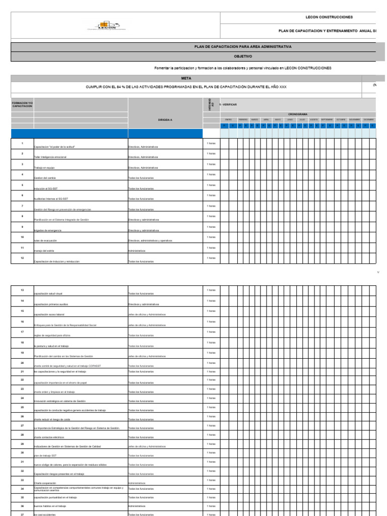 LEC-SST-032 Programa Capacitacion Anual SST | PDF | Creación de capacidad