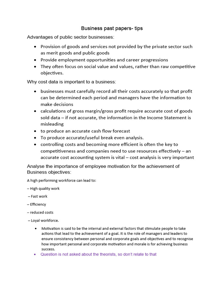 Business Past Papers | Download Free PDF | Profit (Economics) | Market ...