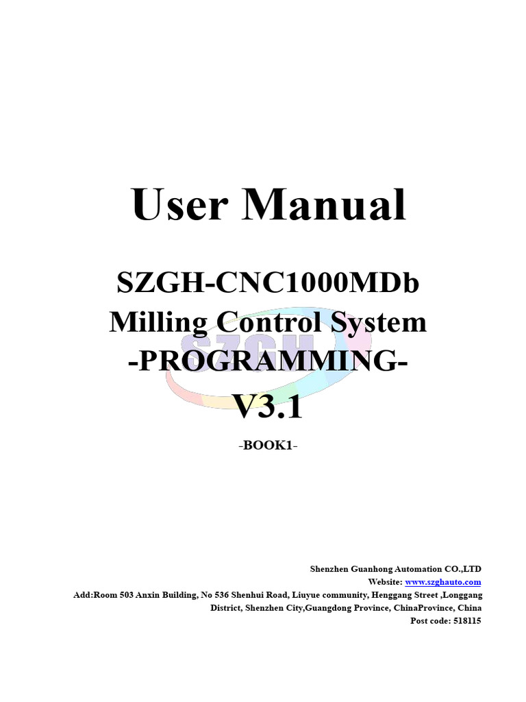 01programming - SZGH CNC1000MDb (V3.1) 3 | PDF | Numerical Control | Programmable Logic Controller