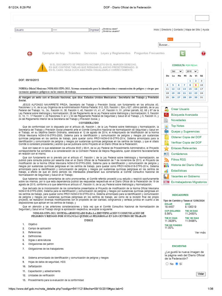 Nom 018 STPS 2015 | PDF | Mezcla | Química
