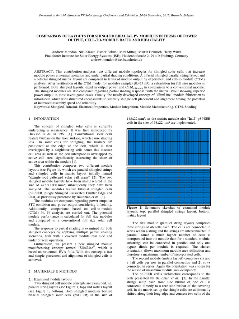 Comparison of Layouts For PV Modules in Termos of Power, CTM and Bificiality | PDF | Solar Cell ...