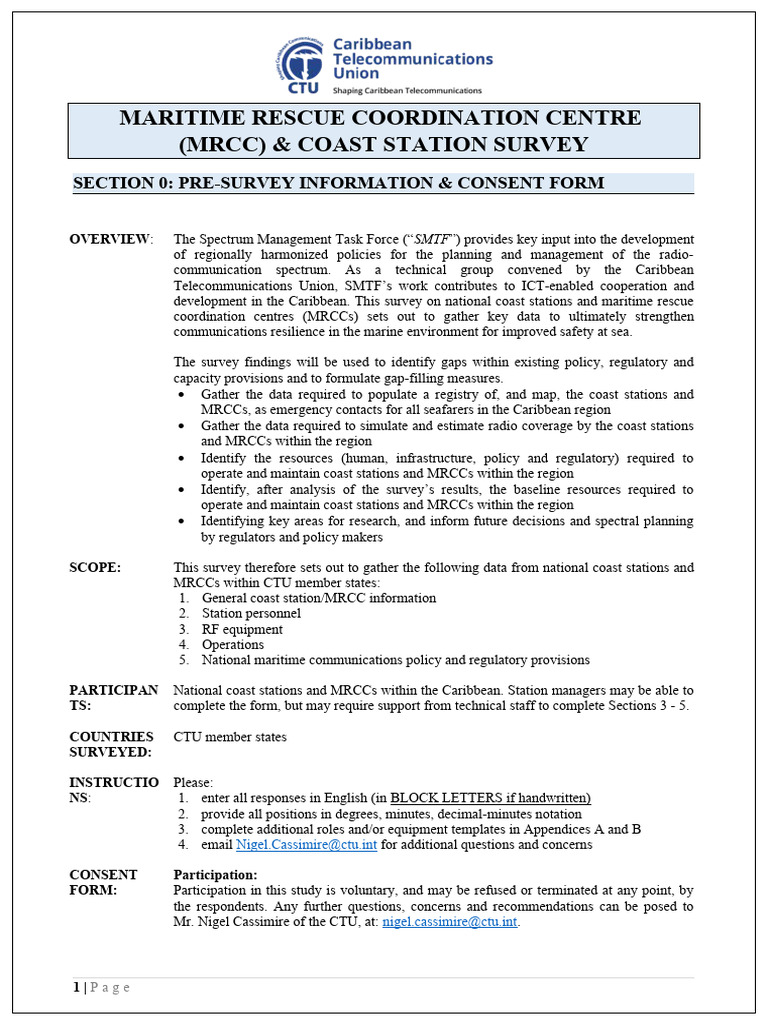 Caribbean MRCC & Coast Station Survey | PDF | Very High Frequency ...