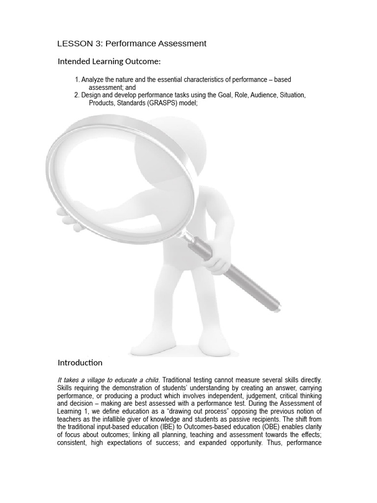 Lesson 3 Performance Assessment | PDF | Educational Assessment | Learning