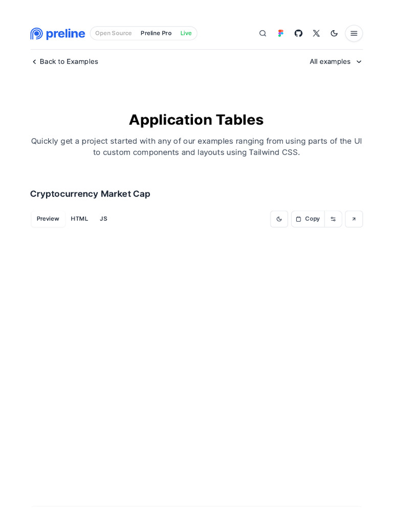 Application Tables - Starter Pages & Examples - Preline UI, Crafted ...