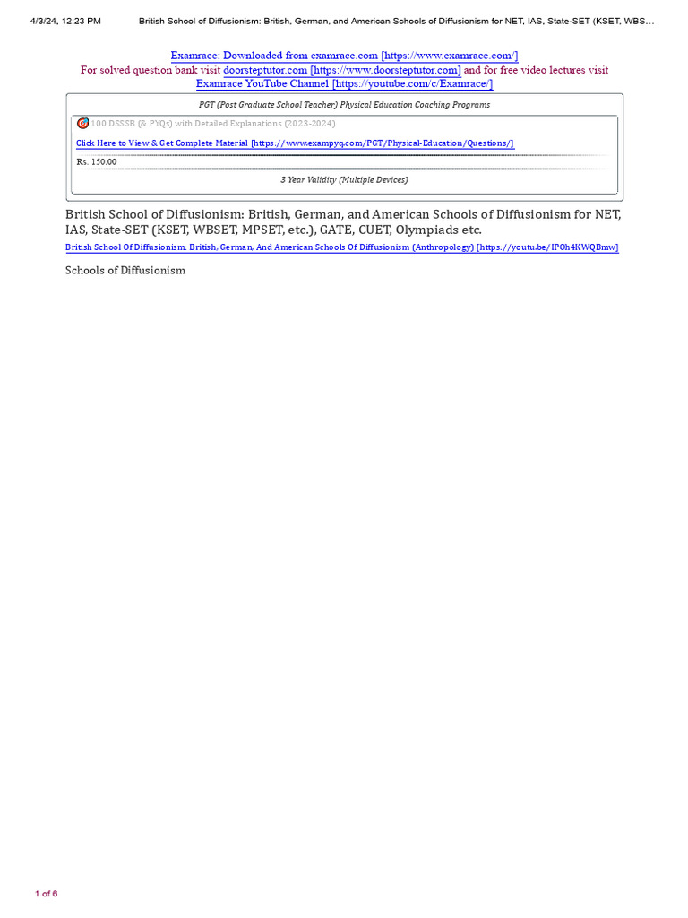 British School of Diffusionism British German and American Schools ...