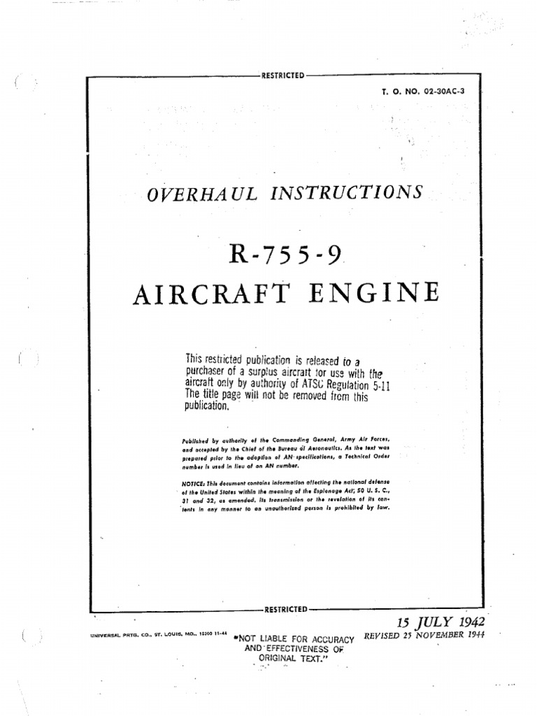 Jacobs R75 5 - 9 Overhaul Manual | PDF