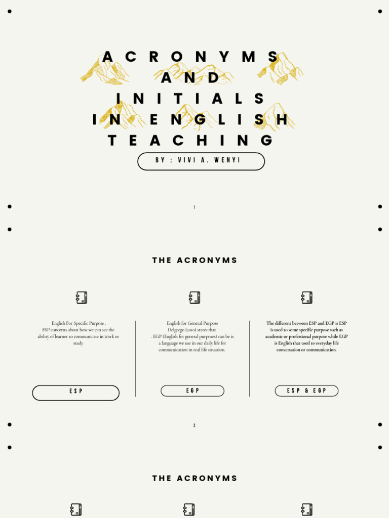 Acronyms and Initials in English Teaching | PDF | English As A Second ...
